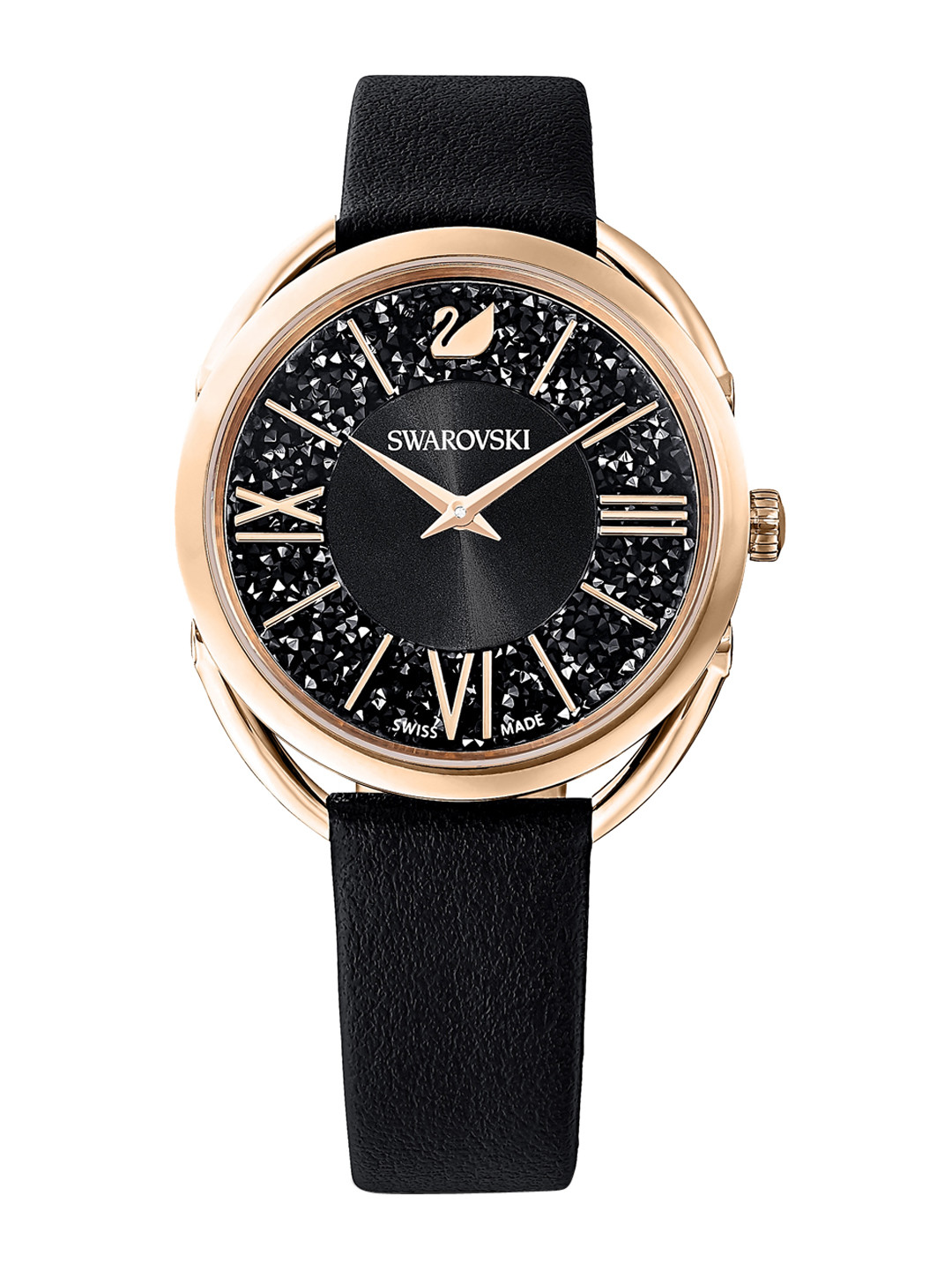 Buy SWAROVSKI Women Black Dial & Black Leather Straps Analogue Watch ...