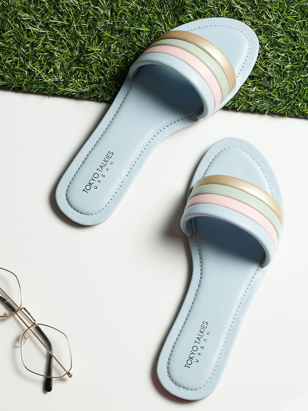 Buy Tokyo Talkies Women Blue Open Toe Flats - Flats for Women 15806308 ...