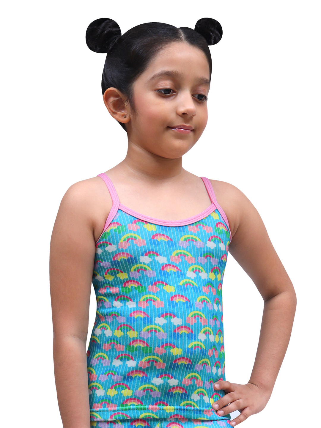 Buy DChica Girls Blue & Pink Rainbow Printed Thermal Top - Thermal Tops ...