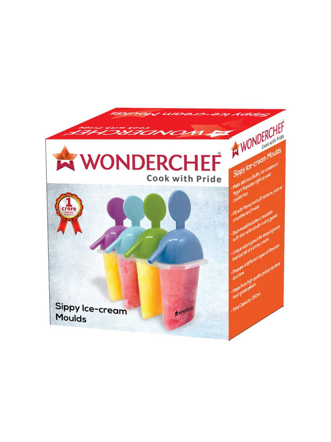 Buy Wonderchef Multicoloured Sippy Plastic Ice Cream Mould - Bakeware ...