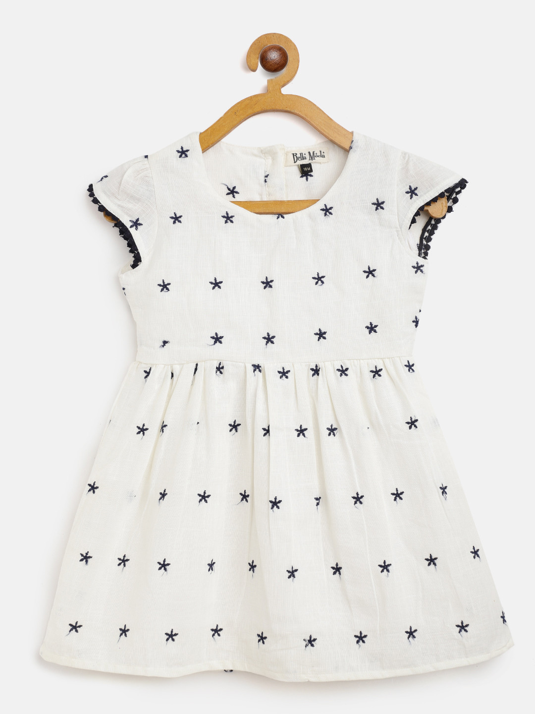 Buy Bella Moda Girls White Floral Embroidered Fit & Flare Dress ...