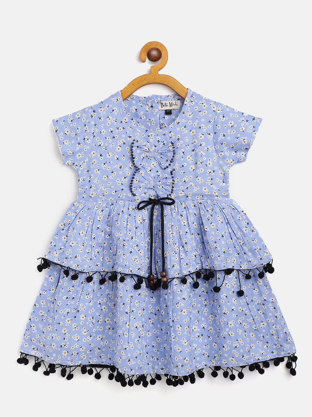 Buy Bella Moda Girls Blue Floral Fit & Flare Dress - Dresses for Girls ...