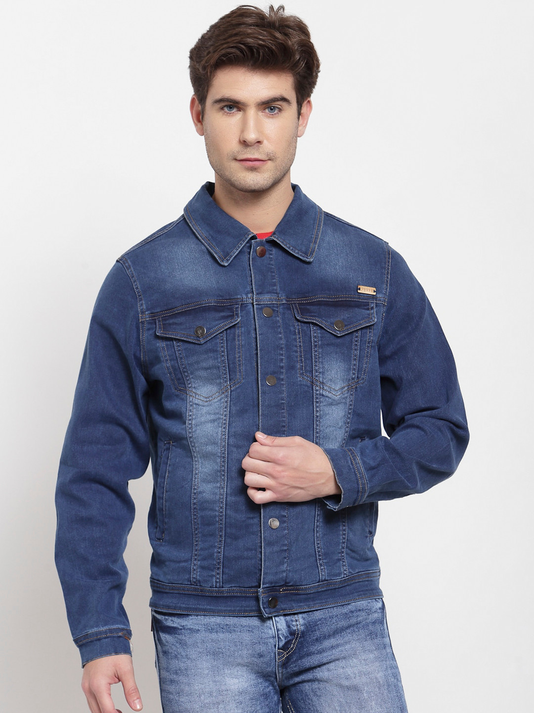 Buy FEVER Men Blue Washed Denim Jacket - Jackets for Men 15814524 | Myntra