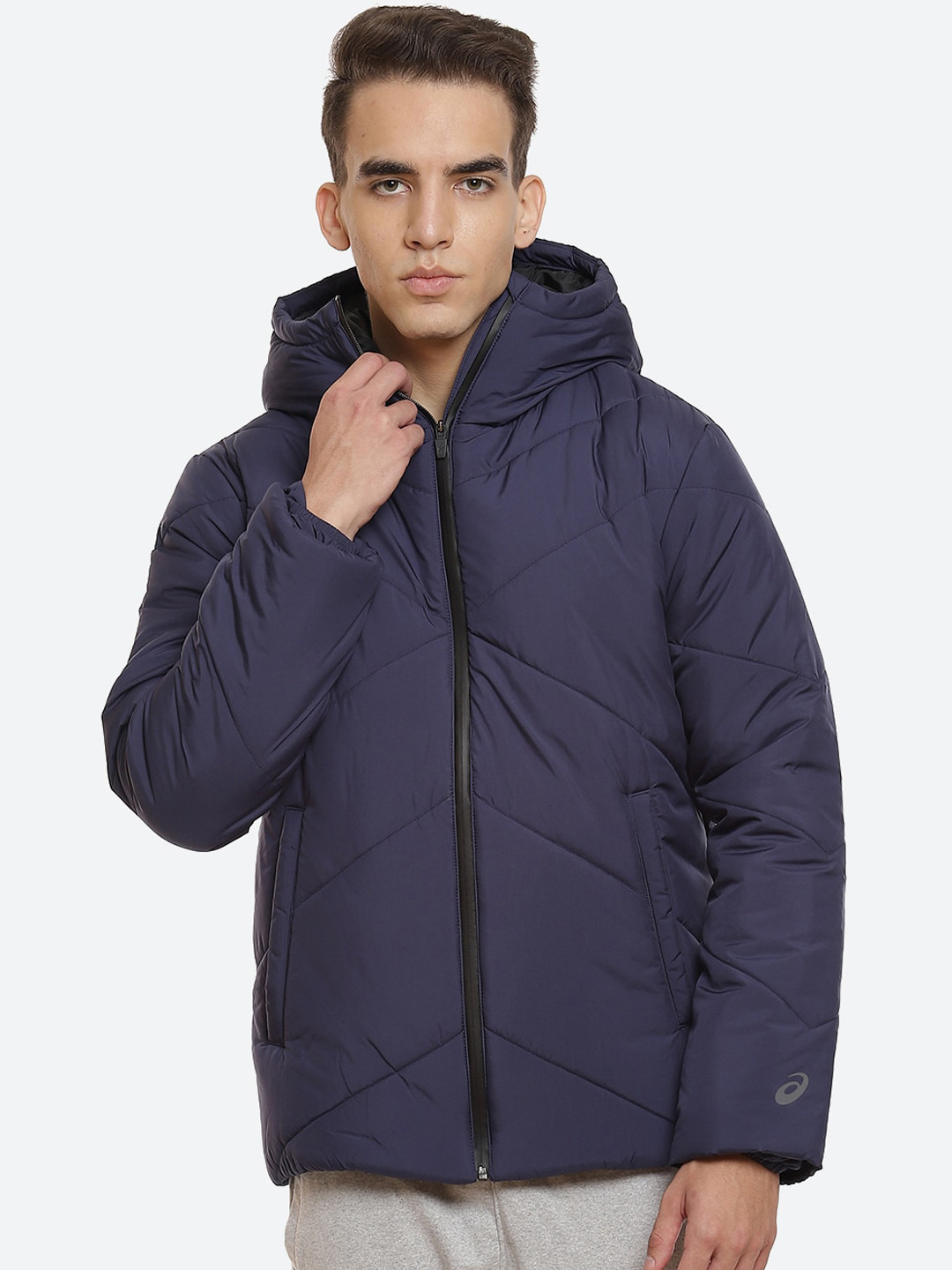 Buy ASICS Men Blue Water Resistant Hooded M INSULATION HOODED Puffer ...