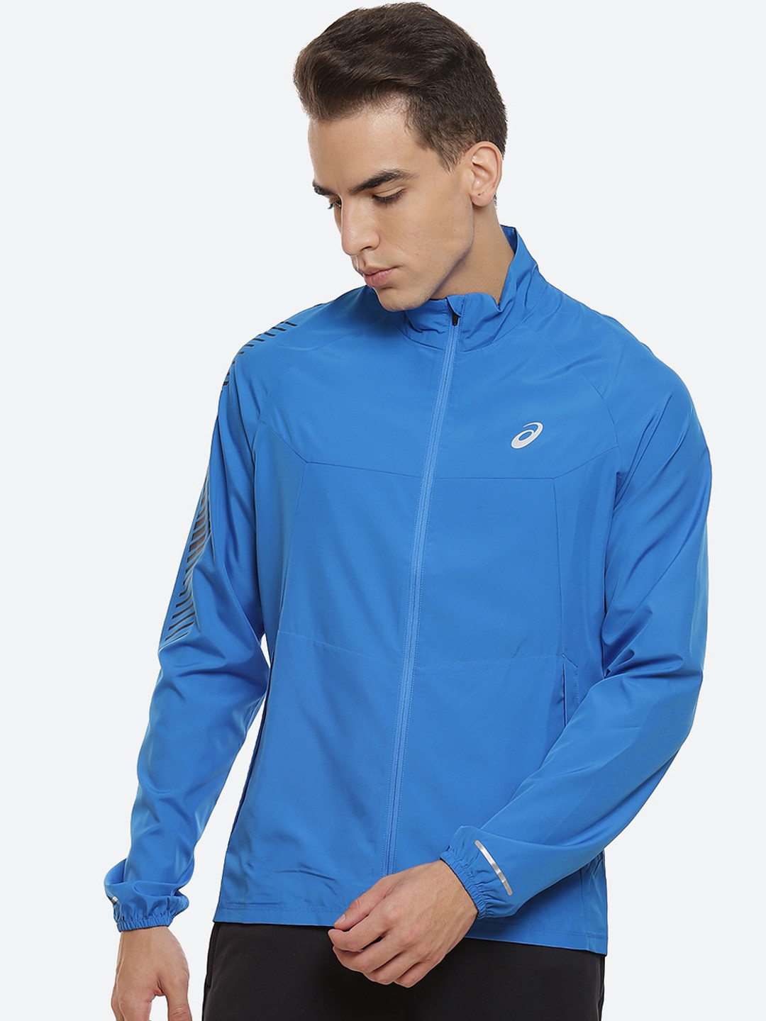 Buy ASICS Men Blue Water Resistant ICON Sporty Running Jacket - Jackets ...