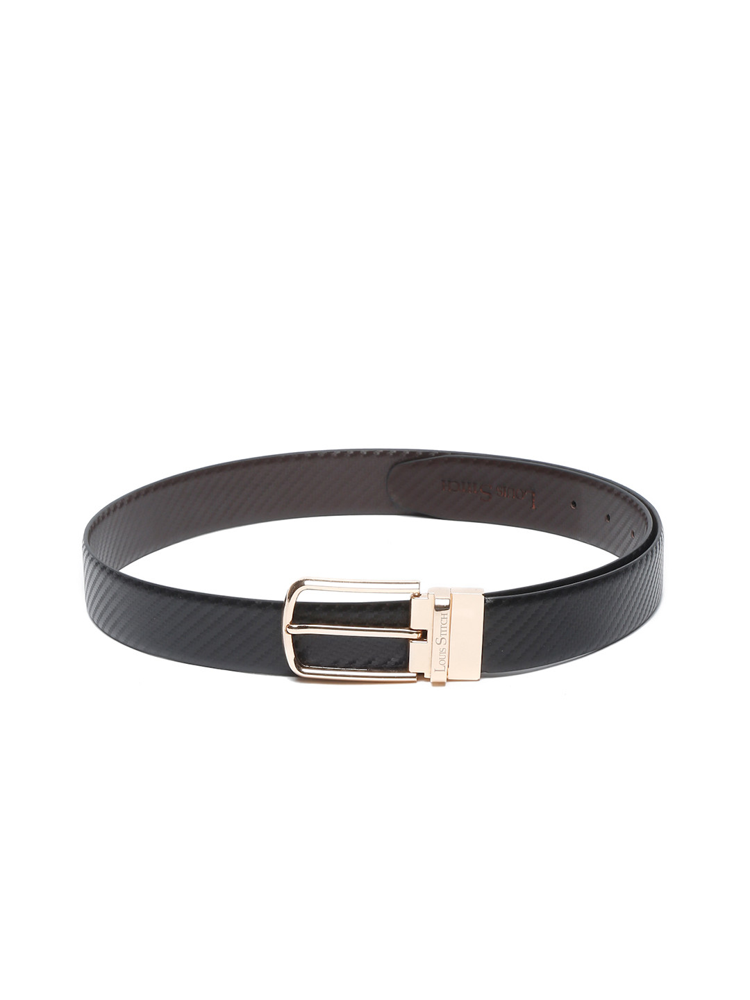 Buy LOUIS STITCH Men Black Textured Leather Formal Belt - Belts for Men ...