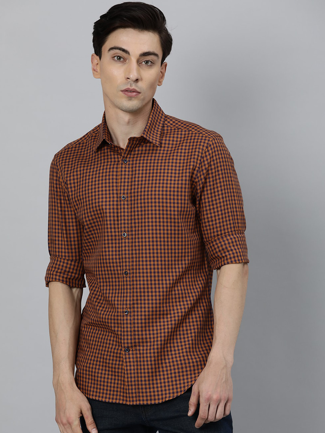 Buy RARE RABBIT Men Churn Slim Fit Checked Shirt - Shirts for Men ...