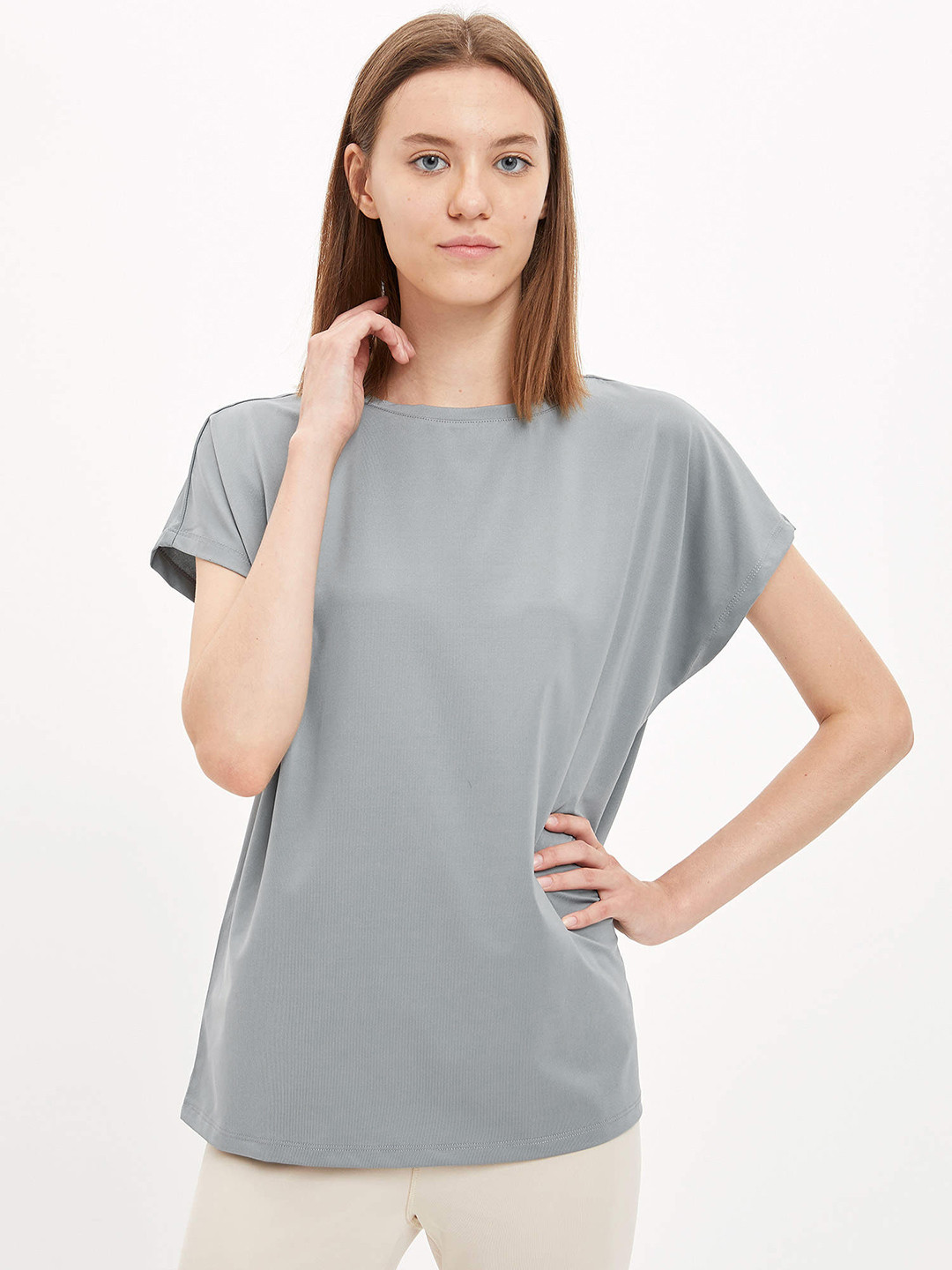 Buy DeFacto Women Turquoise Blue T Shirt - Tshirts for Women 15822882 ...