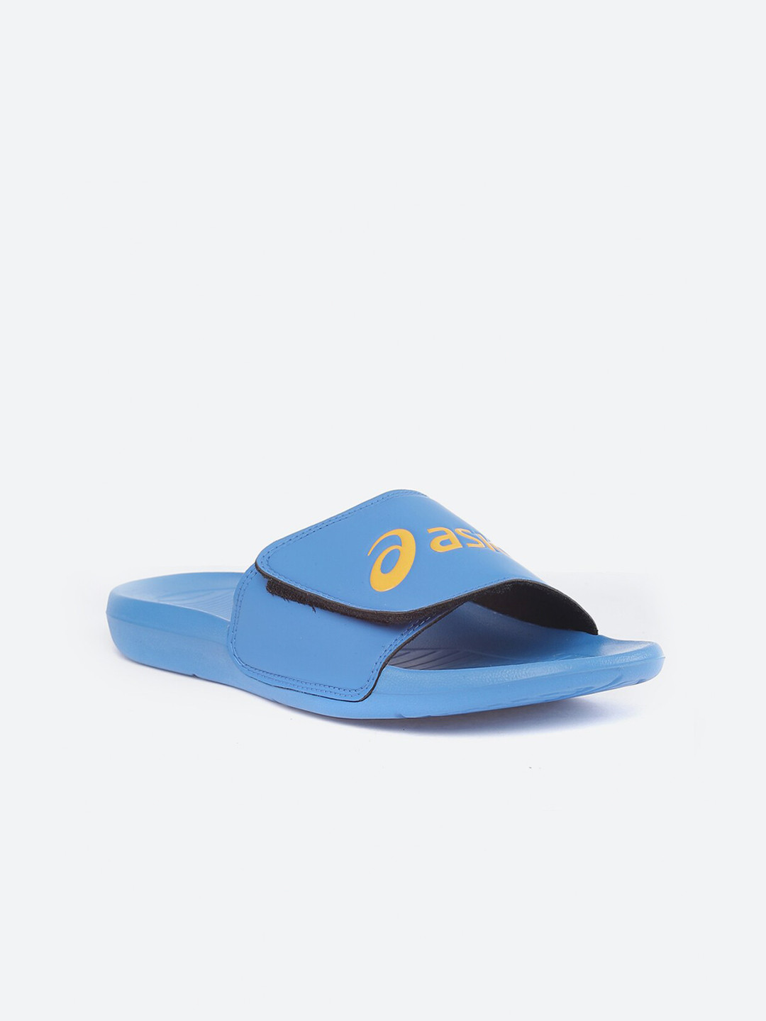 Buy ASICS Unisex Blue & Yellow Printed AS002 Sliders - Flip Flops for ...