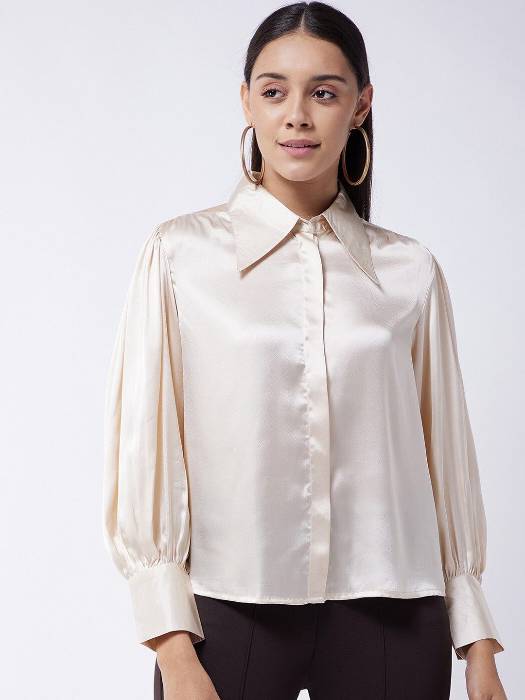 Buy MAGRE Women Beige Opaque Party Shirt - Shirts for Women 15827222 ...