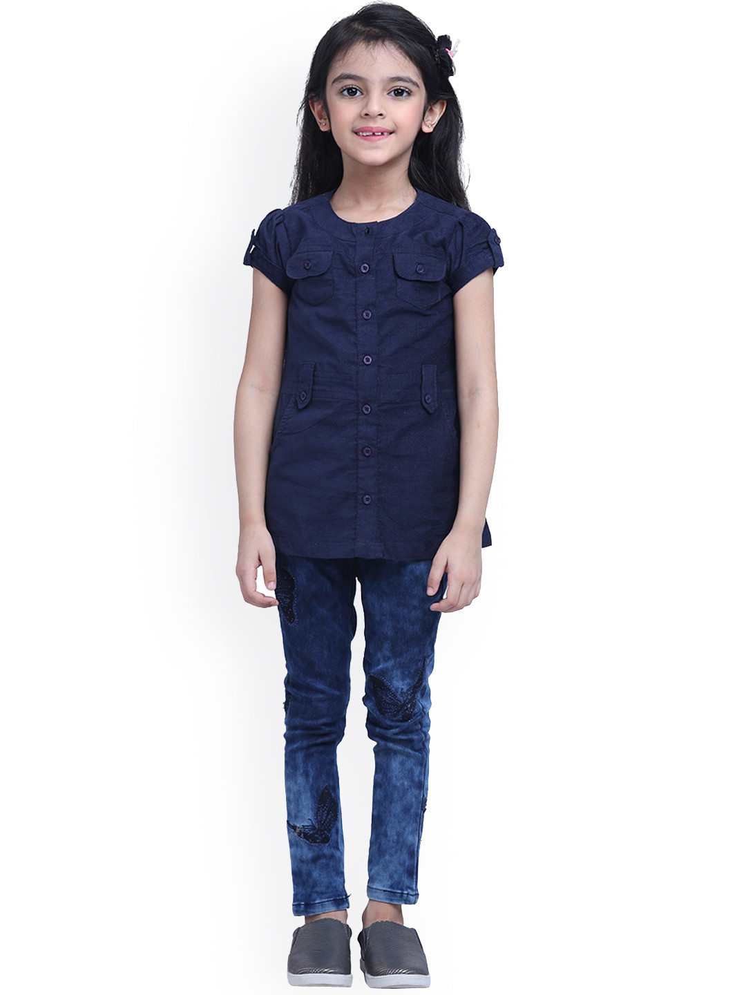 Buy Creative Kids Navy Blue Regular Top - Tops for Girls 15827678 | Myntra
