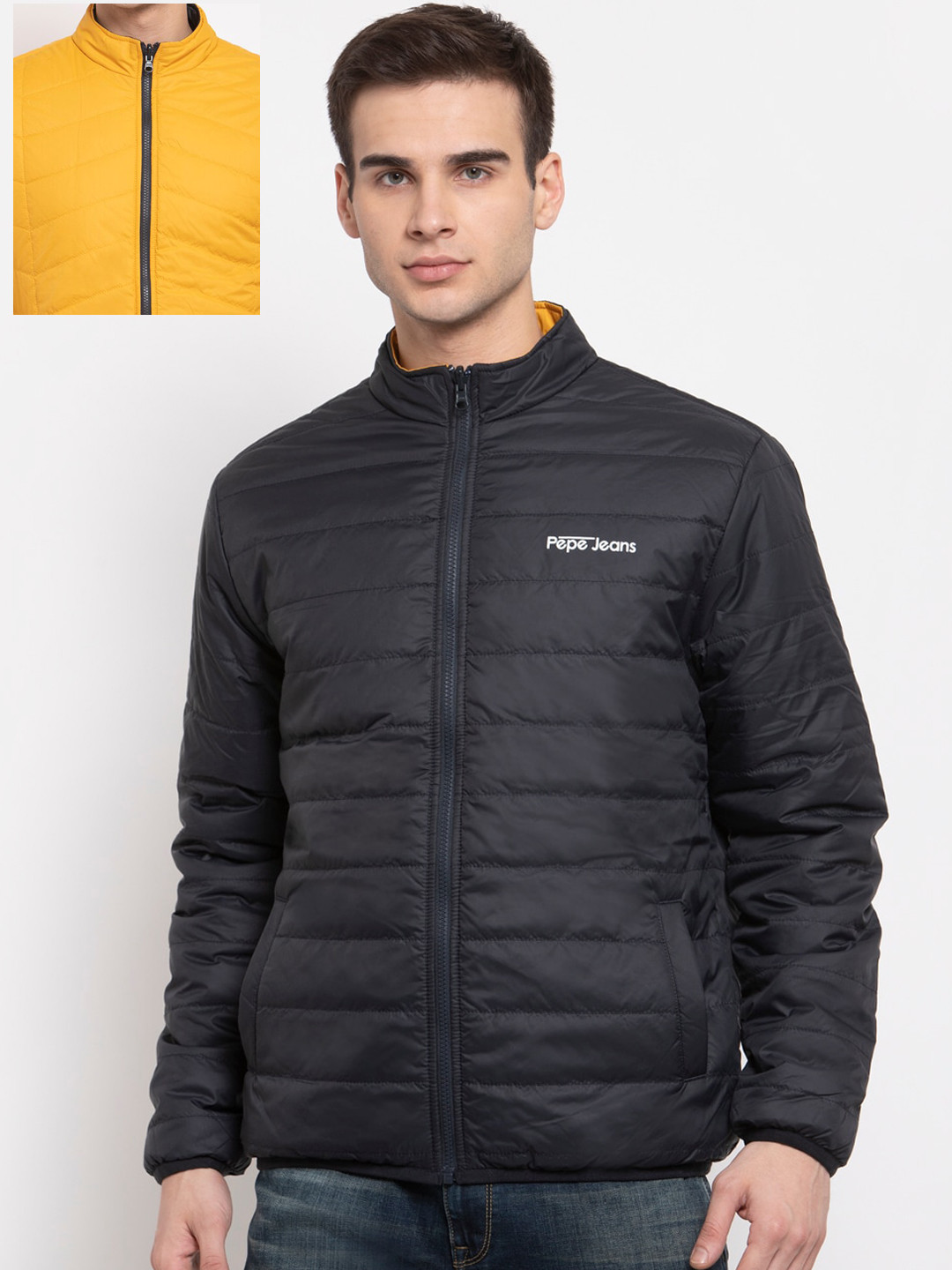 Buy Pepe Jeans Men Blue Puffer Jacket - Jackets for Men 15830022 | Myntra