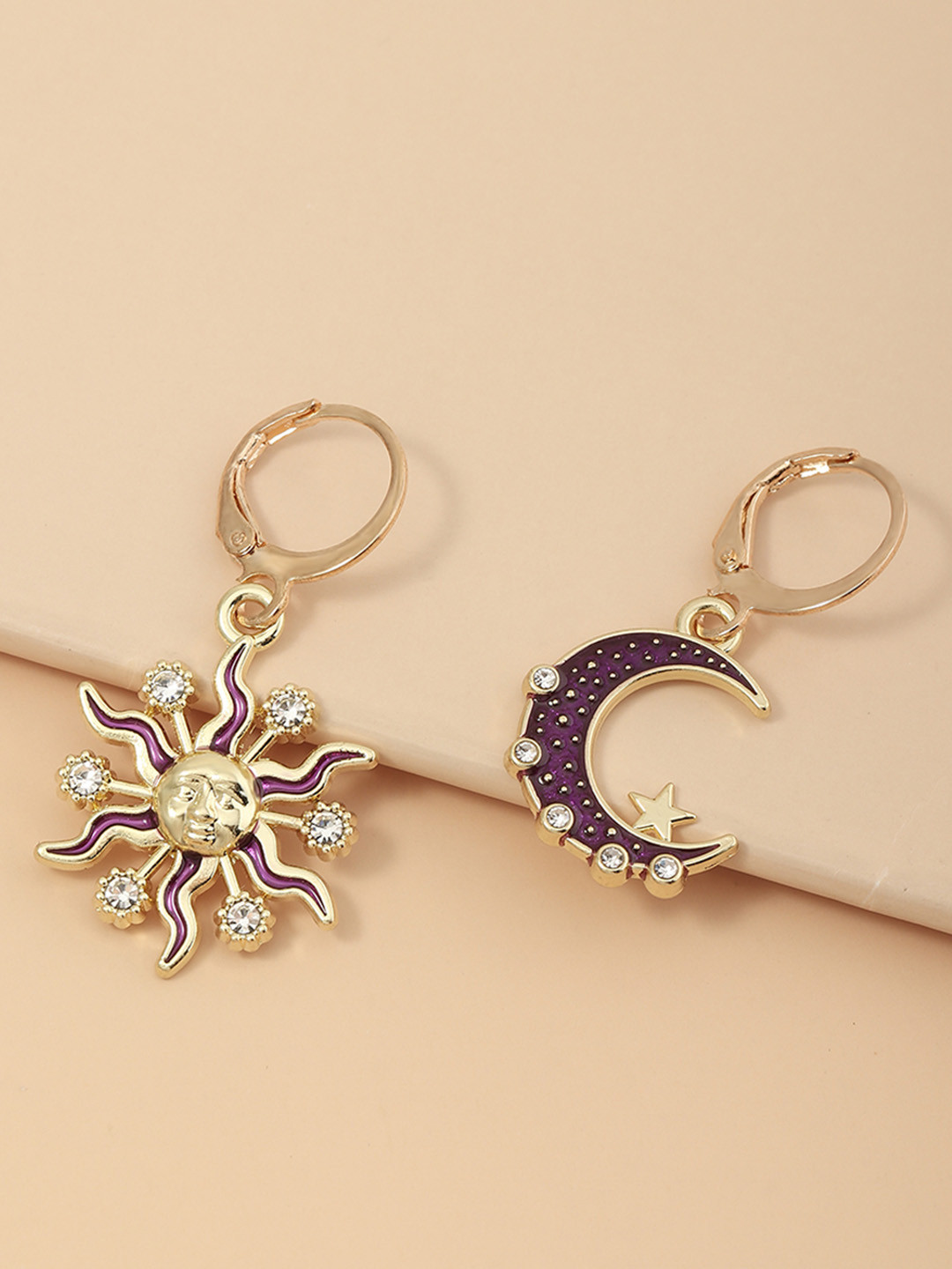 Buy URBANIC Gold Toned & Black Stone Studded Enamelled Mismatch Quirky ...