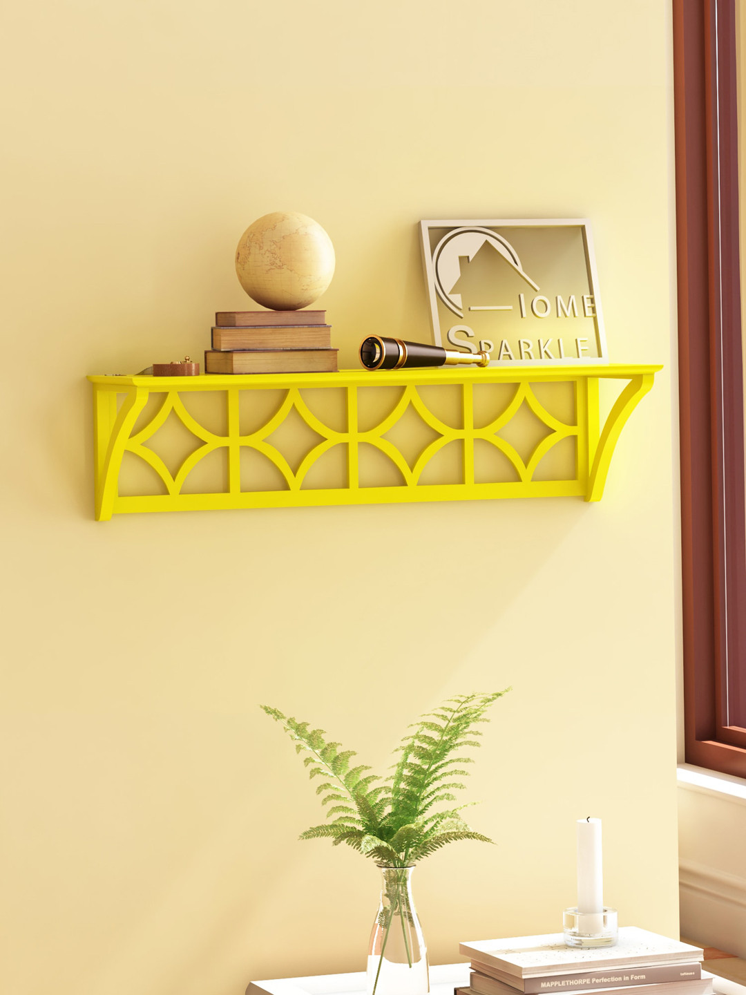 Buy Home Sparkle Yellow MDF Basic Wall Shelf - Wall Shelves for Unisex ...