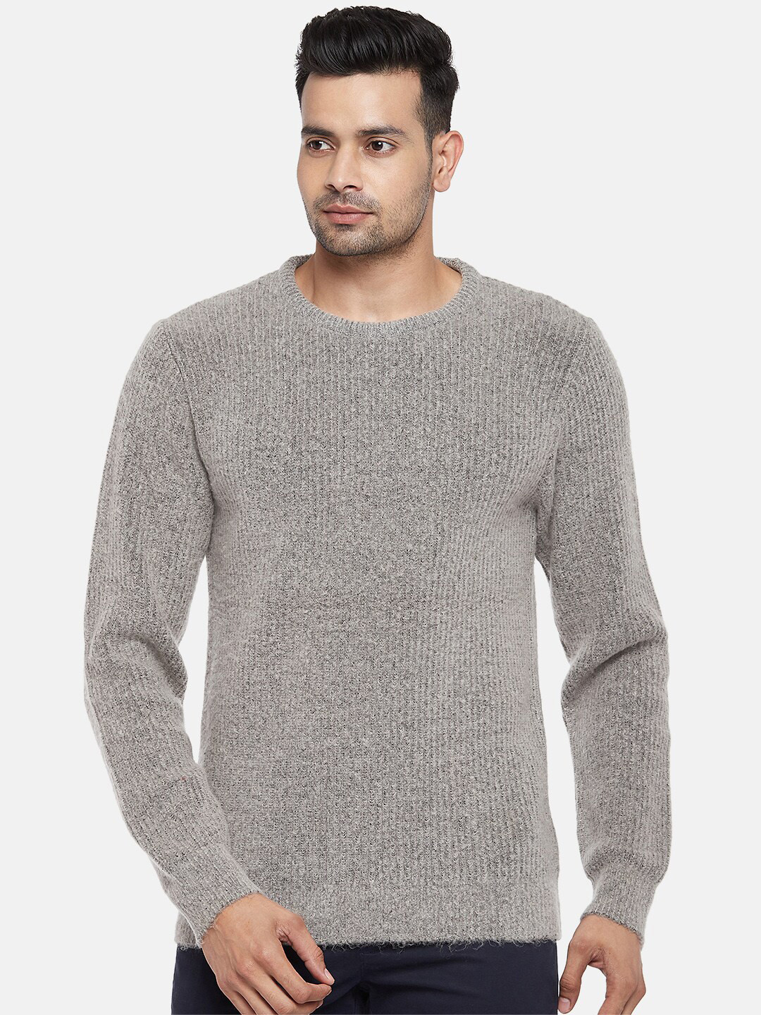 Buy BYFORD By Pantaloons Men Grey Pullover With Fuzzy Detail - Sweaters ...