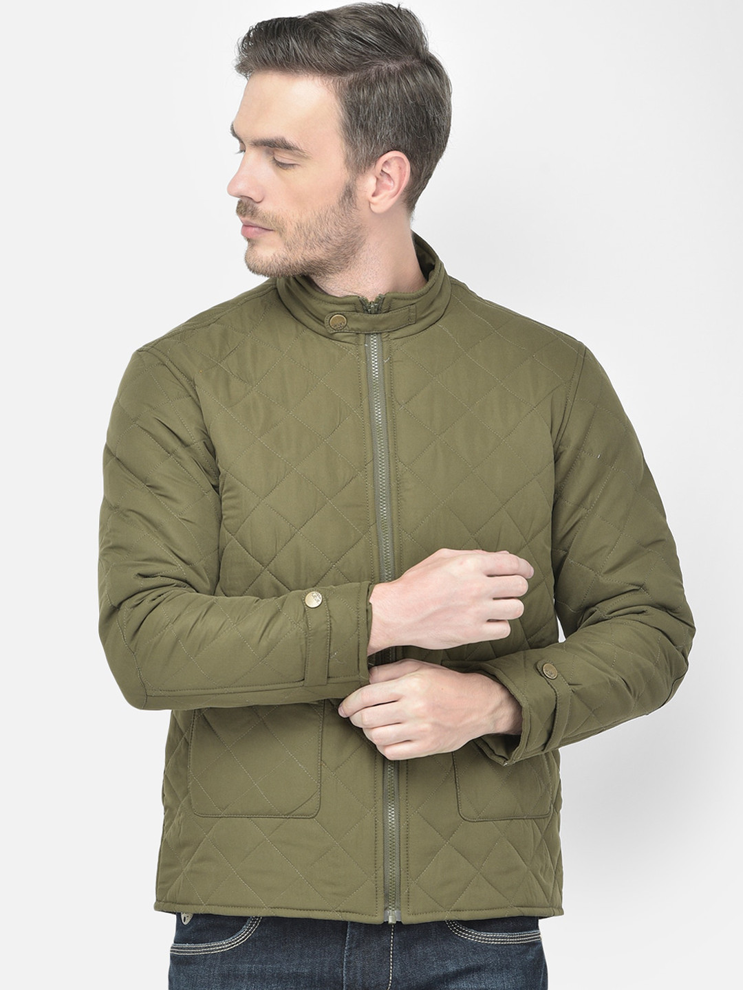 Buy Canary London Men Olive Green Quilted Jacket - Jackets for Men ...