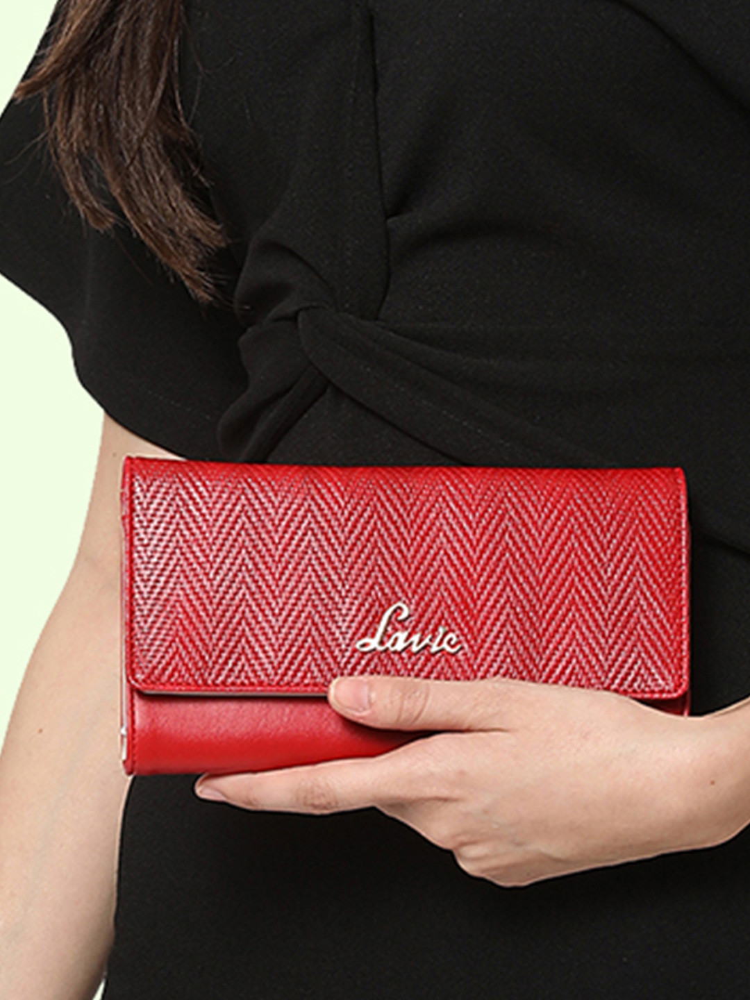 Buy Lavie Herring Pro Women Red Textured Three Fold Wallet - Wallets ...