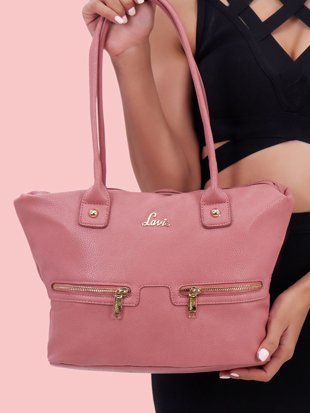 Buy Lavie Xoxo Women Peach Medium Tote Bag - Handbags for Women ...