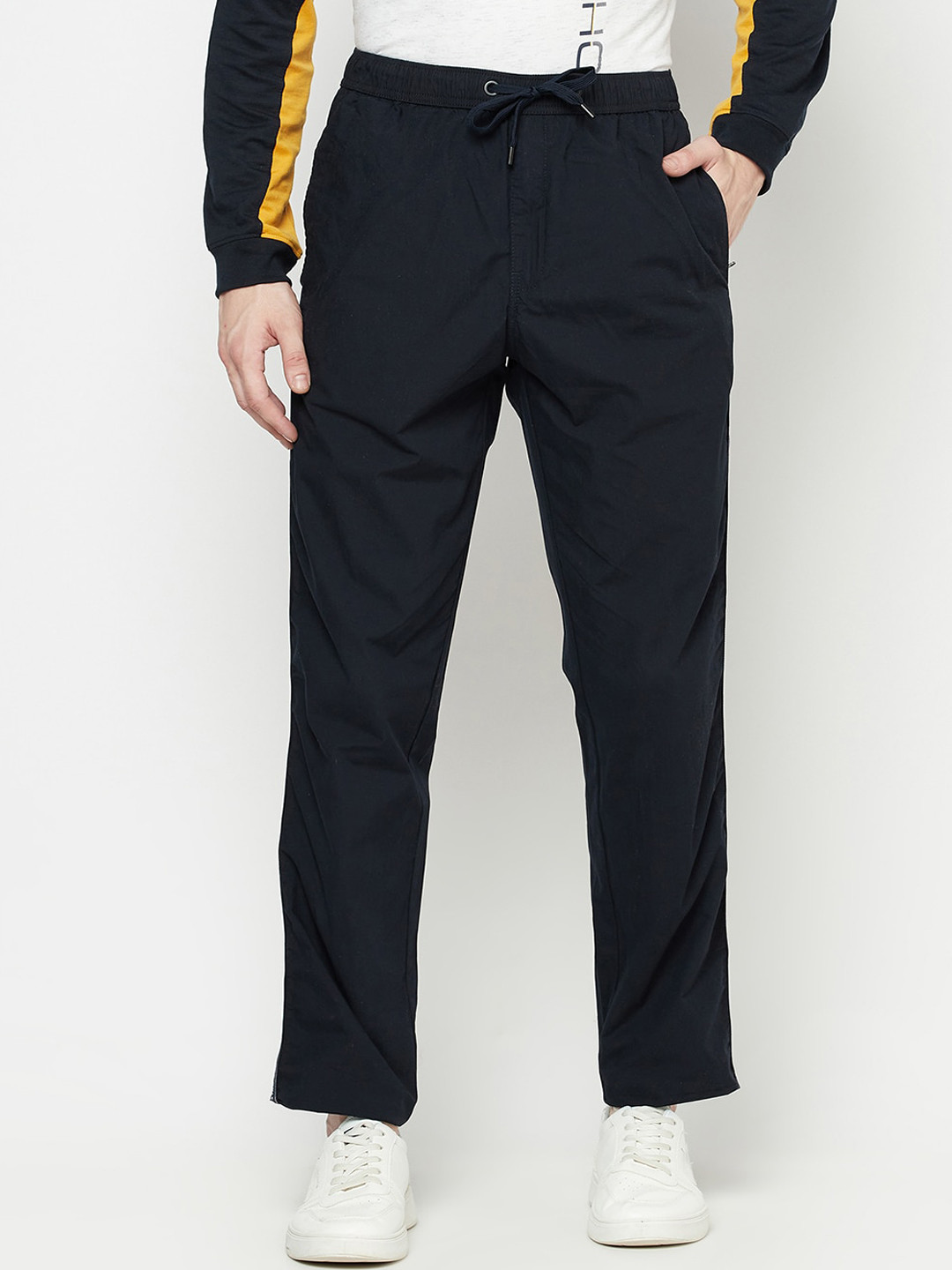 Buy Octave Men Navy Blue Solid Cotton Track Pants - Track Pants for Men ...