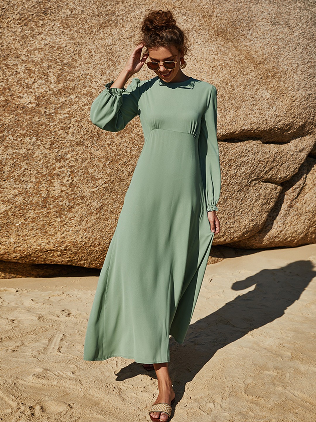 Buy Urbanic Green Solid Maxi Dress Dresses For Women 15846588 Myntra