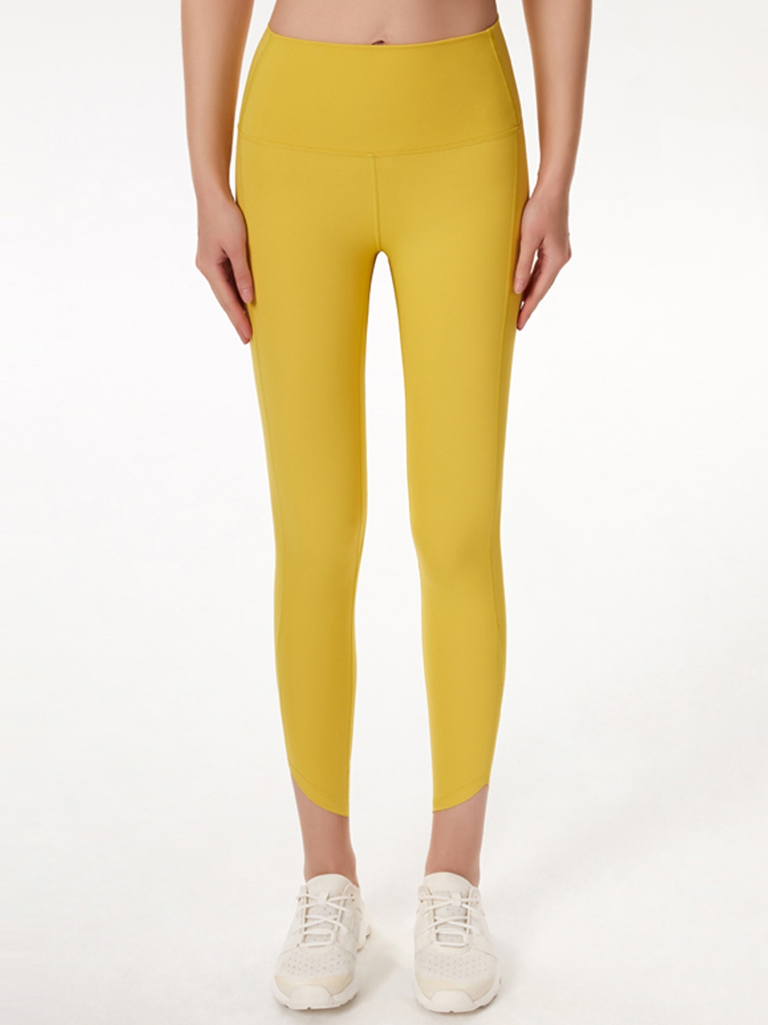 Buy Urbanic Women Mustard Yellow Solid Cropped Mesh Gym Tights Tights