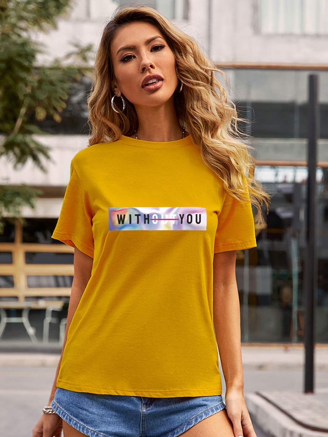 Buy Urbanic Women Mustard Yellow Typography Printed T Shirt Tshirts