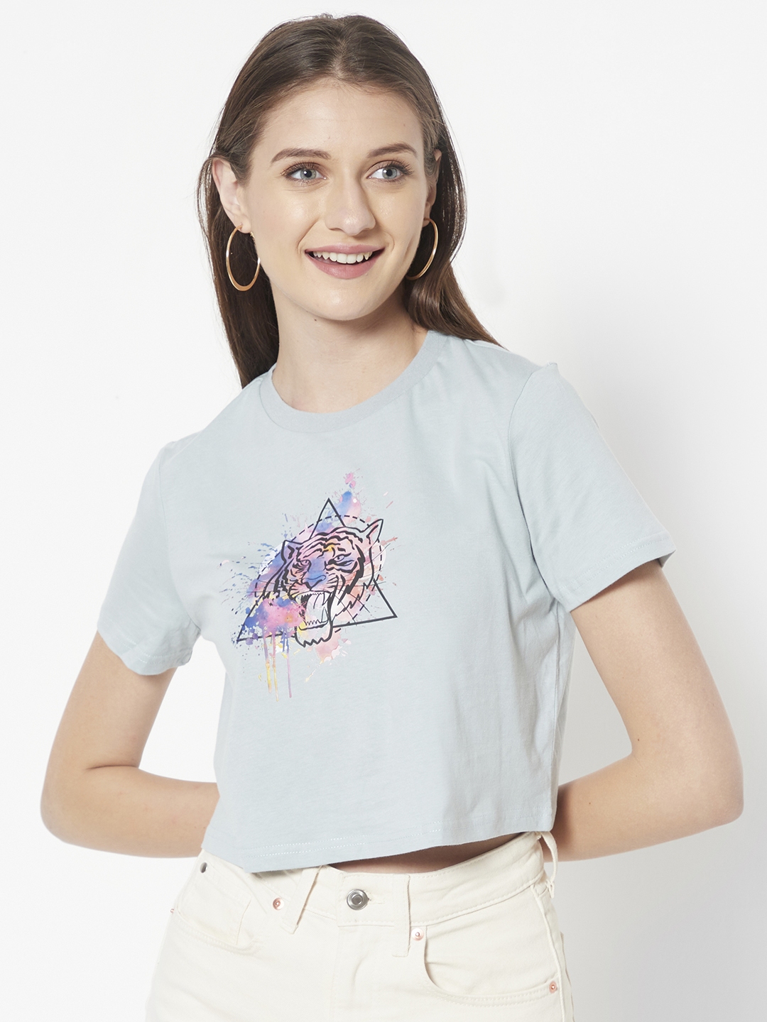 Buy Urbanic Women Green Graphic Printed Crop T Shirt Tshirts For