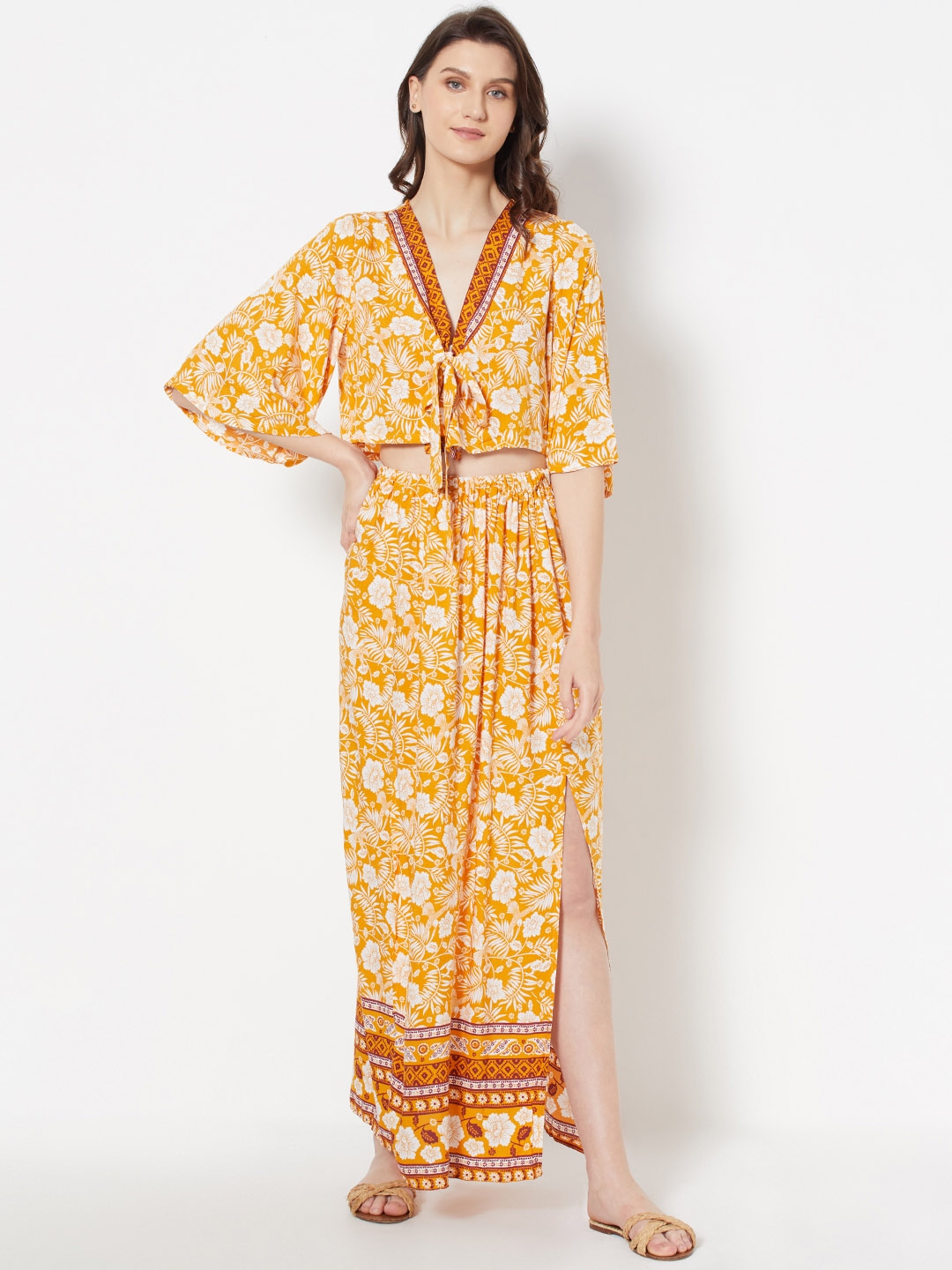 Buy Urbanic Women Yellow And White Floral Printed Co Ord Set Co Ords