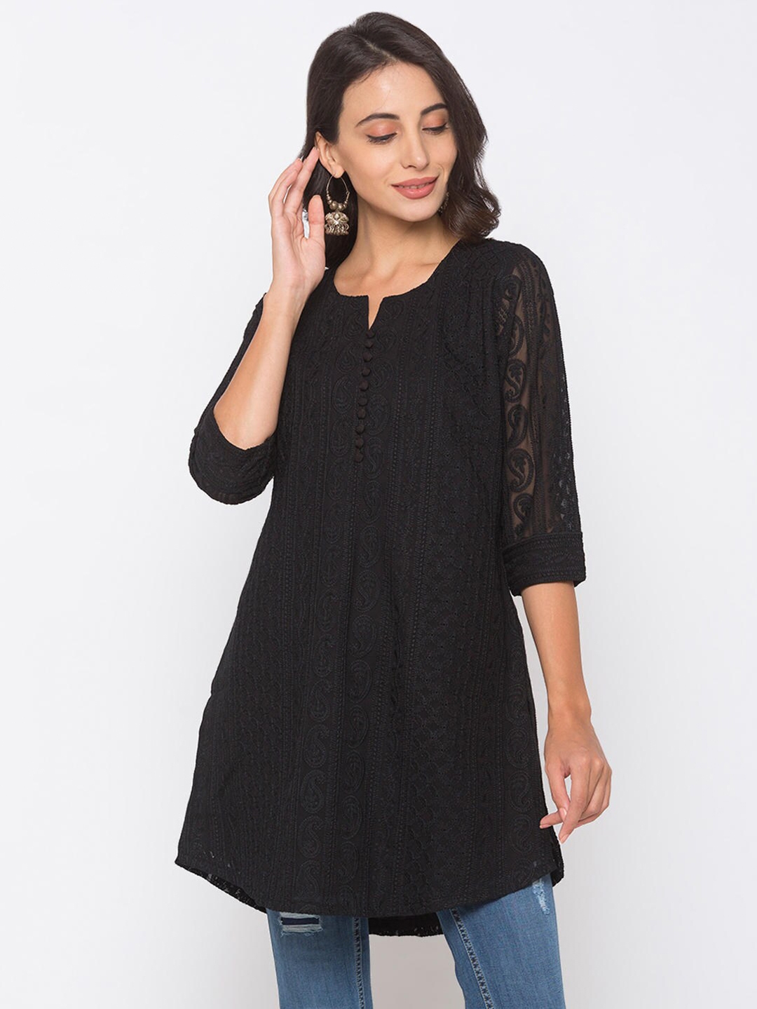 Buy ZOLA Women Chikankari Embroidered Thigh Length Tunic - Tunics for ... Buy ZOLA Women Chikankari Embroidered Thigh Length Tunic - Tunics for ...