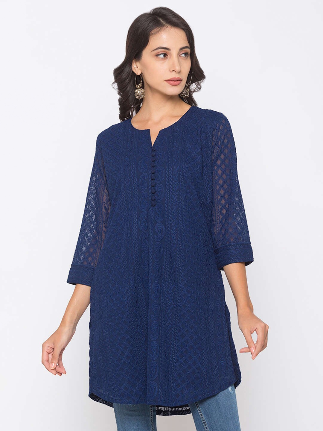 Buy ZOLA Women Chikankari Embroidered Thigh Length Tunic - Tunics for ... Buy ZOLA Women Chikankari Embroidered Thigh Length Tunic - Tunics for ...