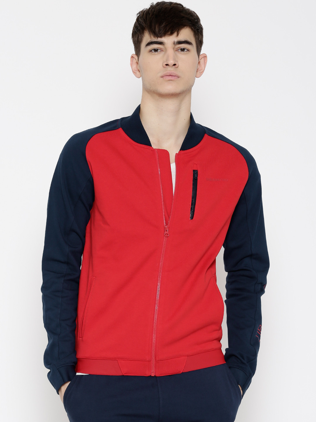 Buy ADIDAS NEO Red & Navy EPP FT Colourblocked Sporty Jacket - Jackets ...