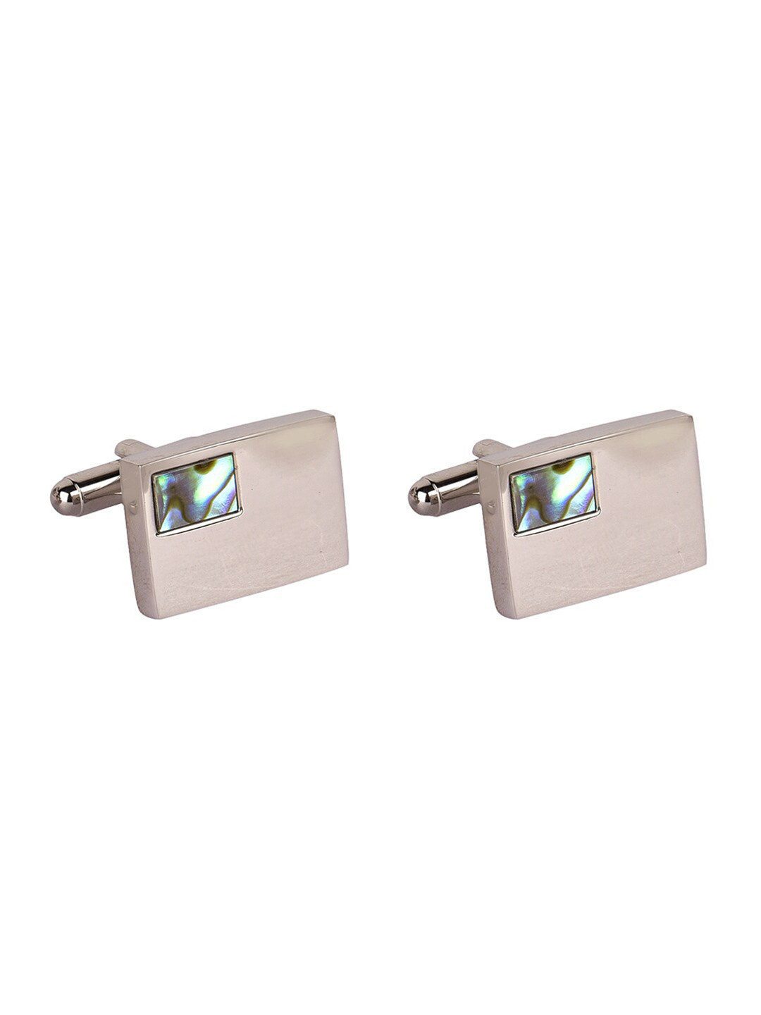 Buy JEWEL JUNCTION Men Silver Toned Solid Rectangle Cufflink ...