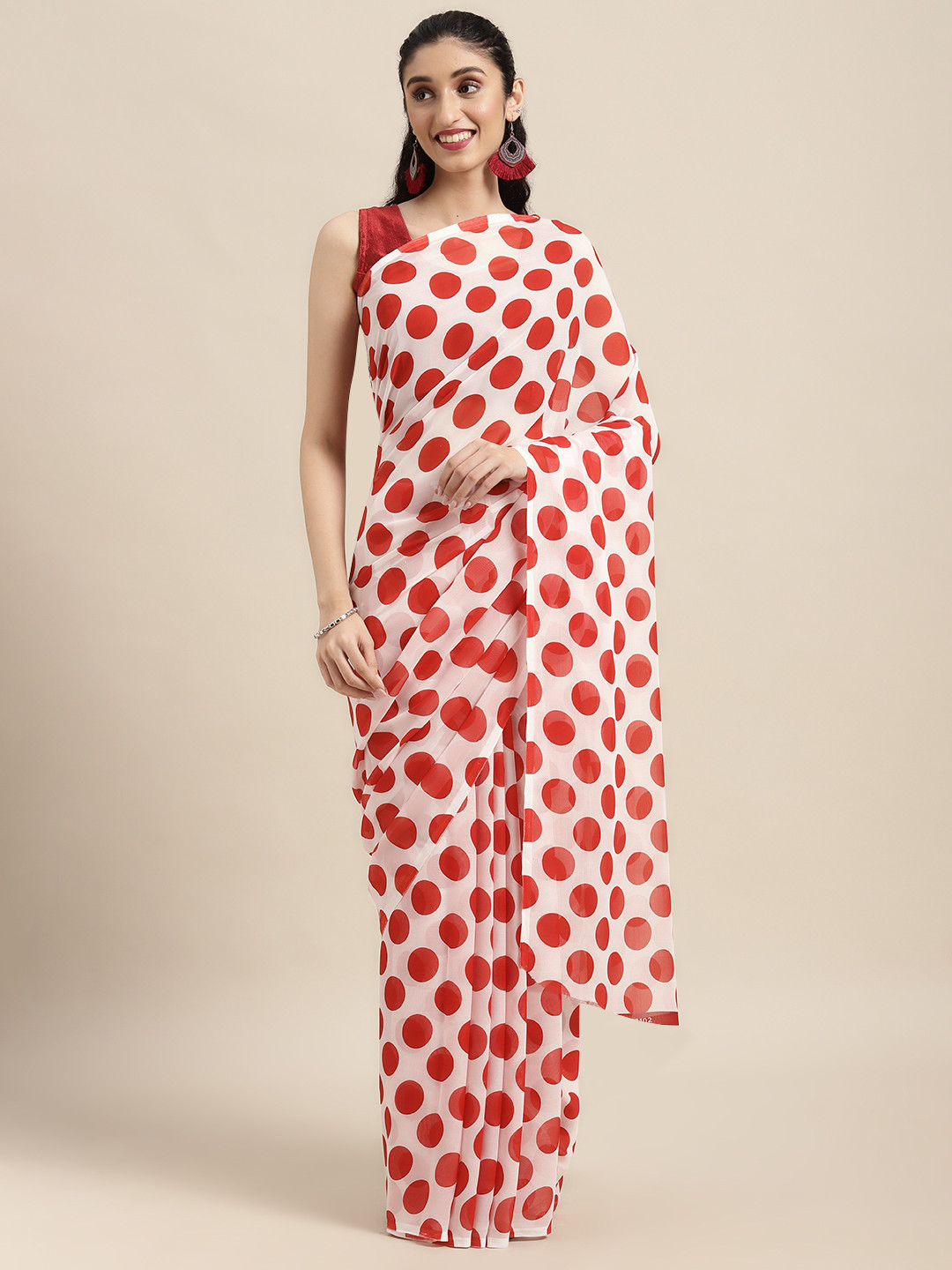Buy Moda Rapido White & Red Printed Saree - Sarees for Women 15864388 ...