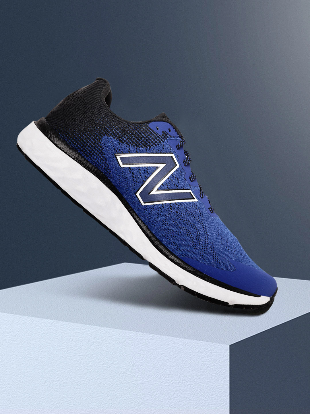 Buy New Balance Men Blue & Black Woven Design Running Shoes - Sports ...