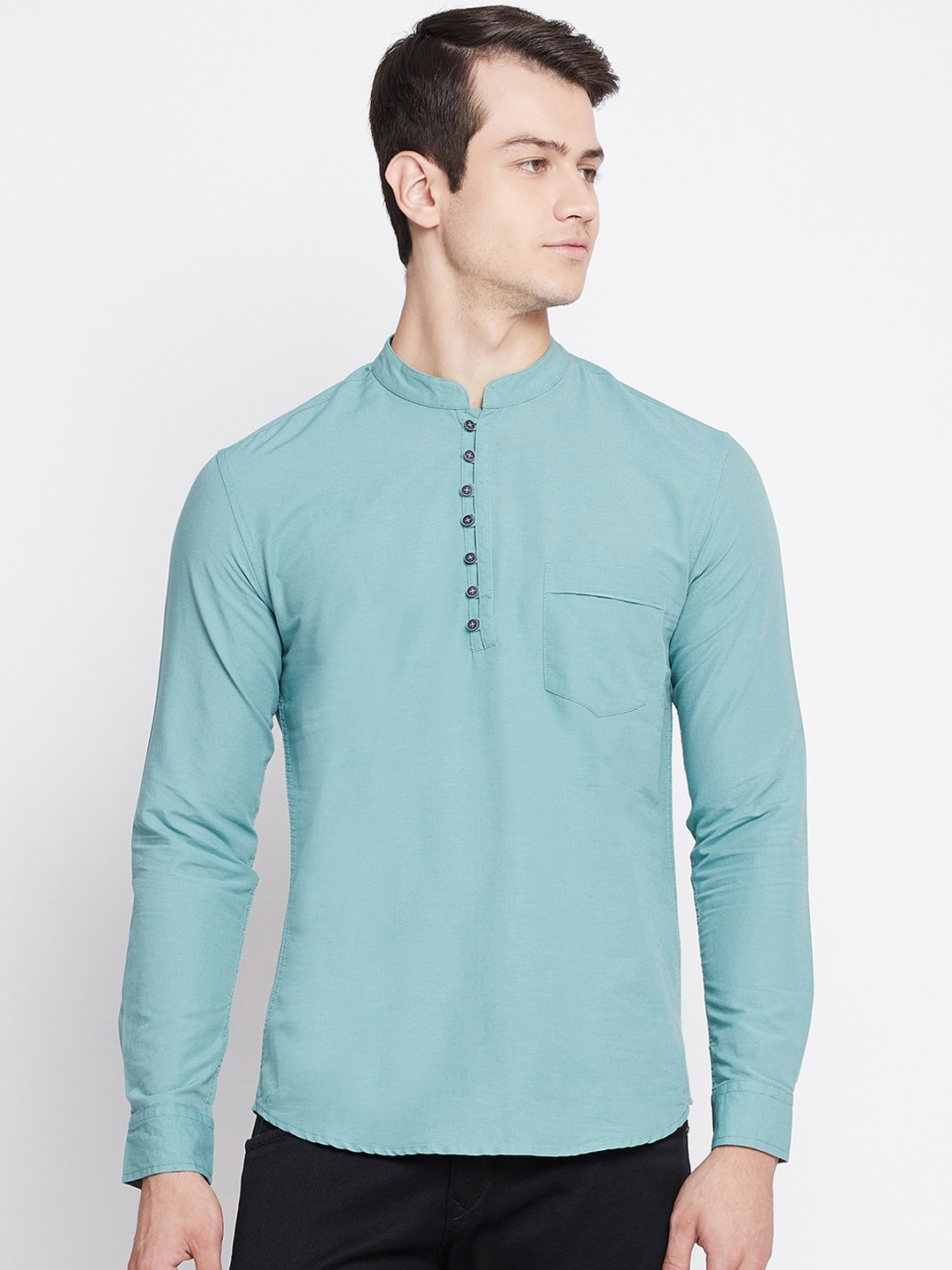 Buy Octave Men Green Opaque Pure Cotton Casual Shirt - Shirts for Men ...