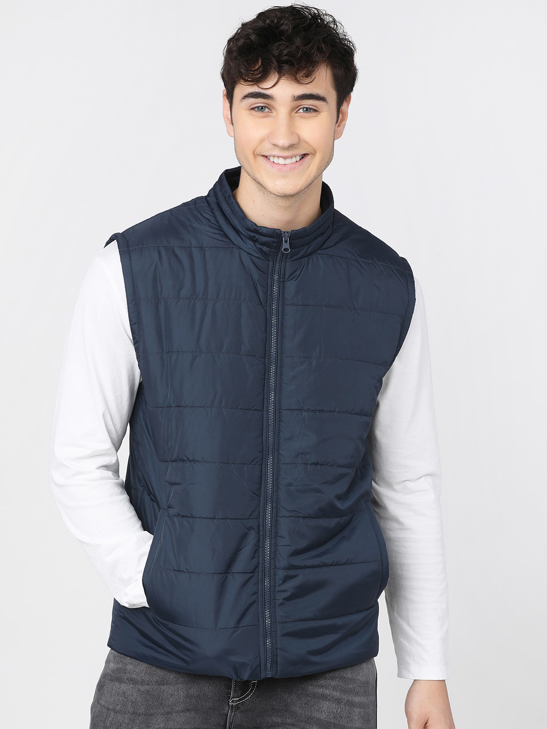 Buy HIGHLANDER Men Navy Blue Padded Jacket - Jackets for Men 15873470 ...