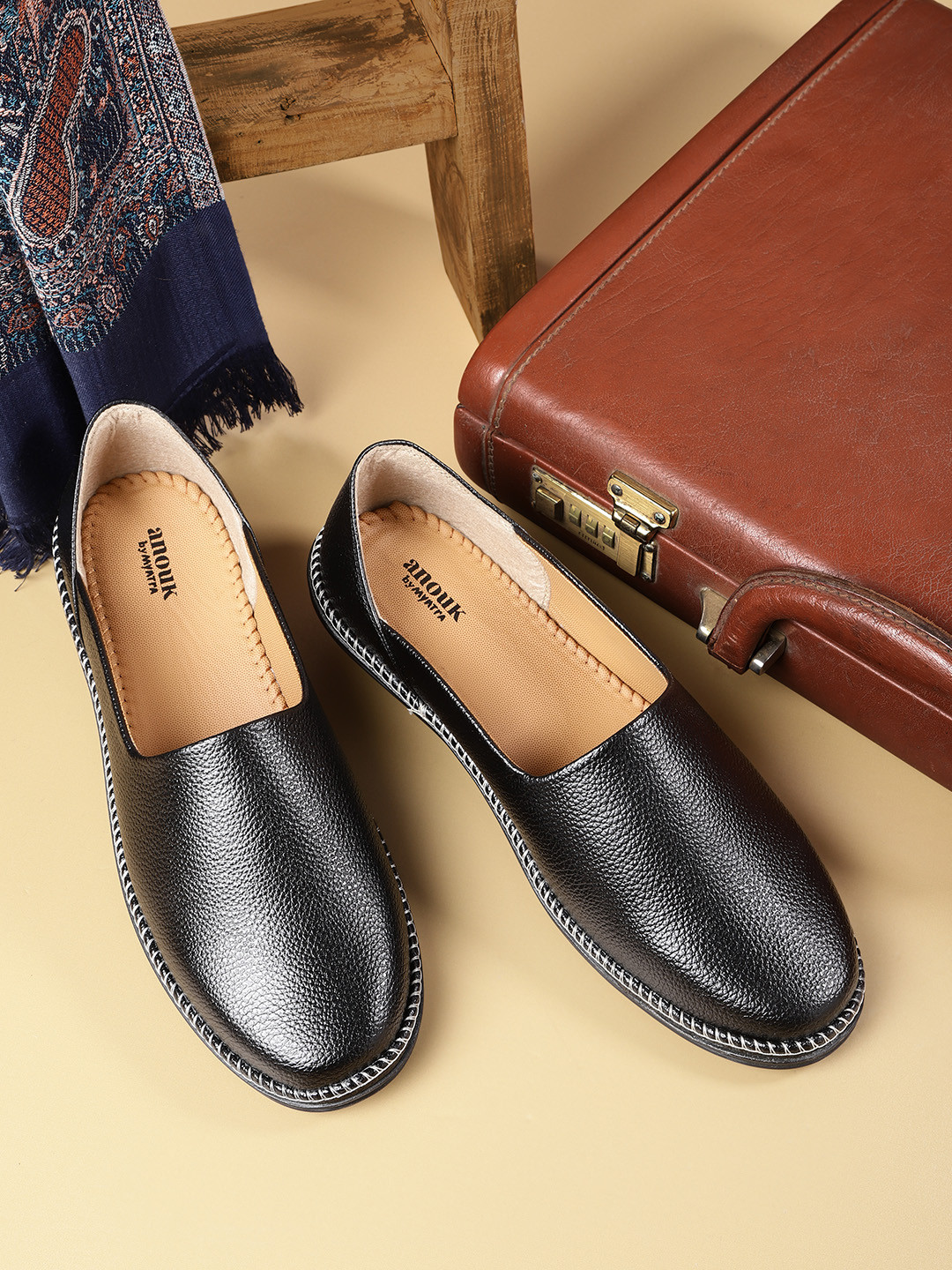 Buy Anouk Men Black Solid Slip Ons - Casual Shoes for Men 15874660 | Myntra