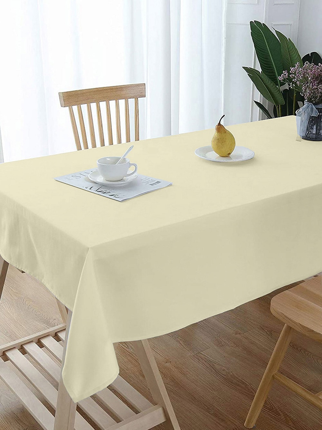Buy Lushomes Off White Classic Plain Dining Table Cover Cloth - Table ...