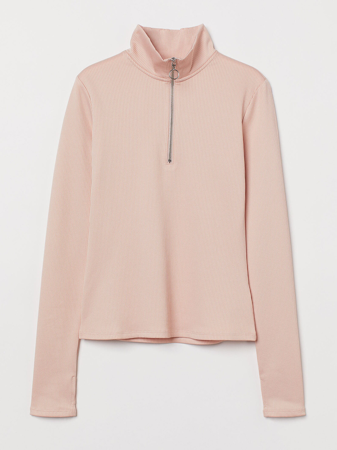 Buy H&M Women Pink Zip Up Ribbed Top - Tops for Women 15877466 | Myntra