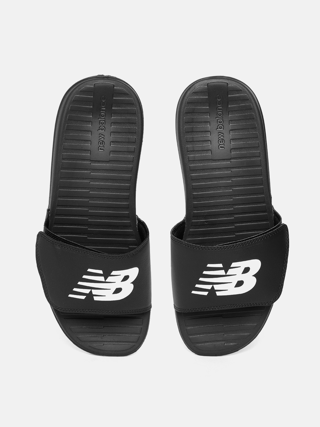 Buy New Balance Men Black & White Brand Logo Print Sliders - Flip Flops ...