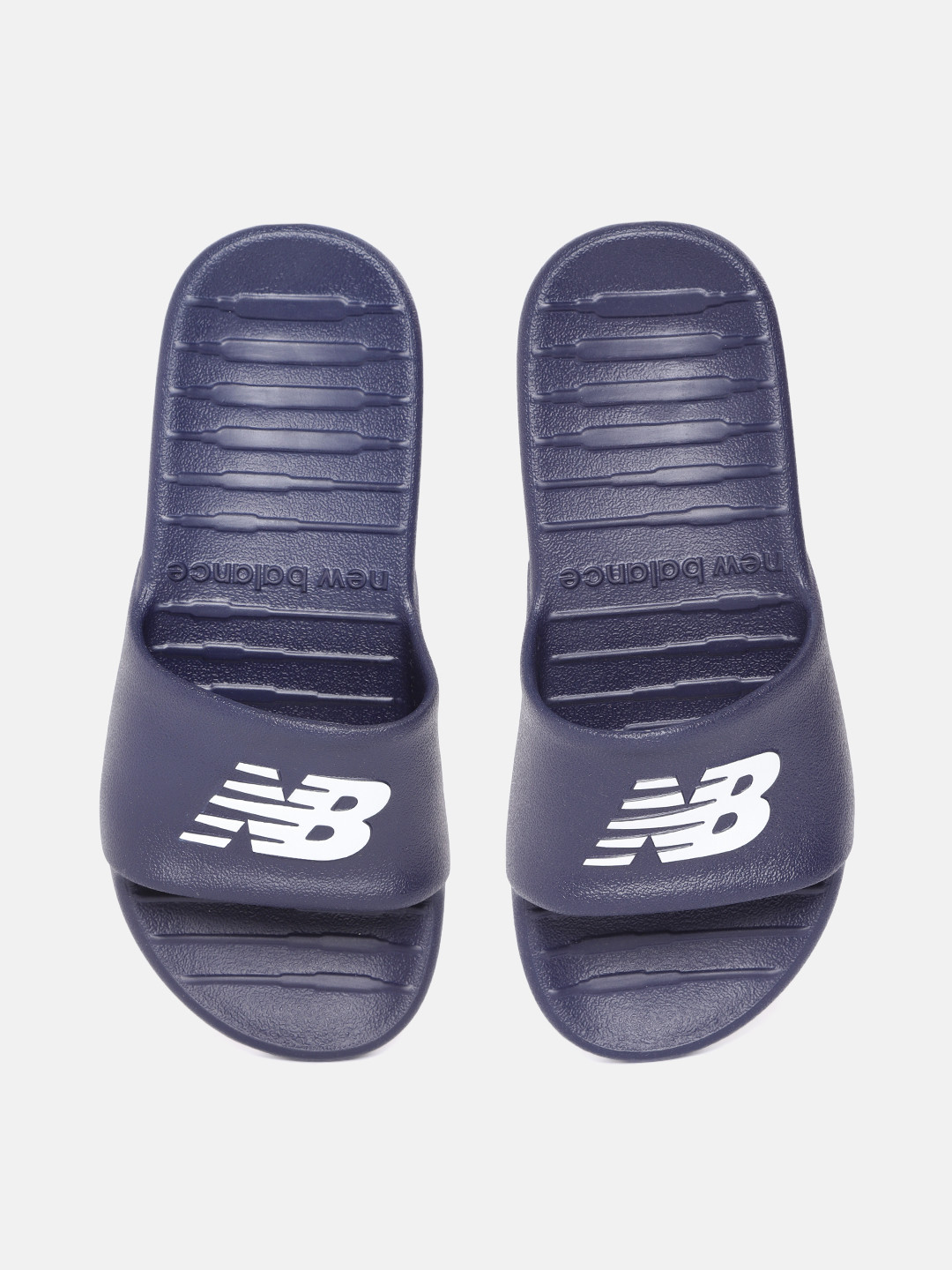 Buy New Balance Men Navy Blue & White Brand Logo Print Sliders - Flip ...