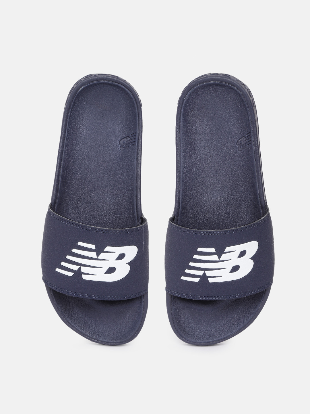 Buy New Balance Men Navy Blue & White Brand Logo Print Sliders - Flip ...