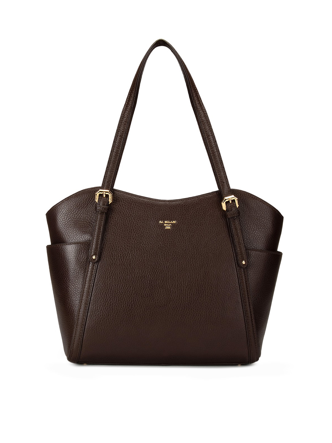 Buy Da Milano Brown Leather Structured Shoulder Bag - Handbags for ...