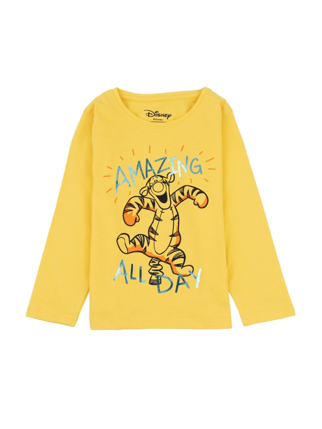 Buy Disney Boys Yellow Typography Tigger Amazing All Day Printed Pure ...
