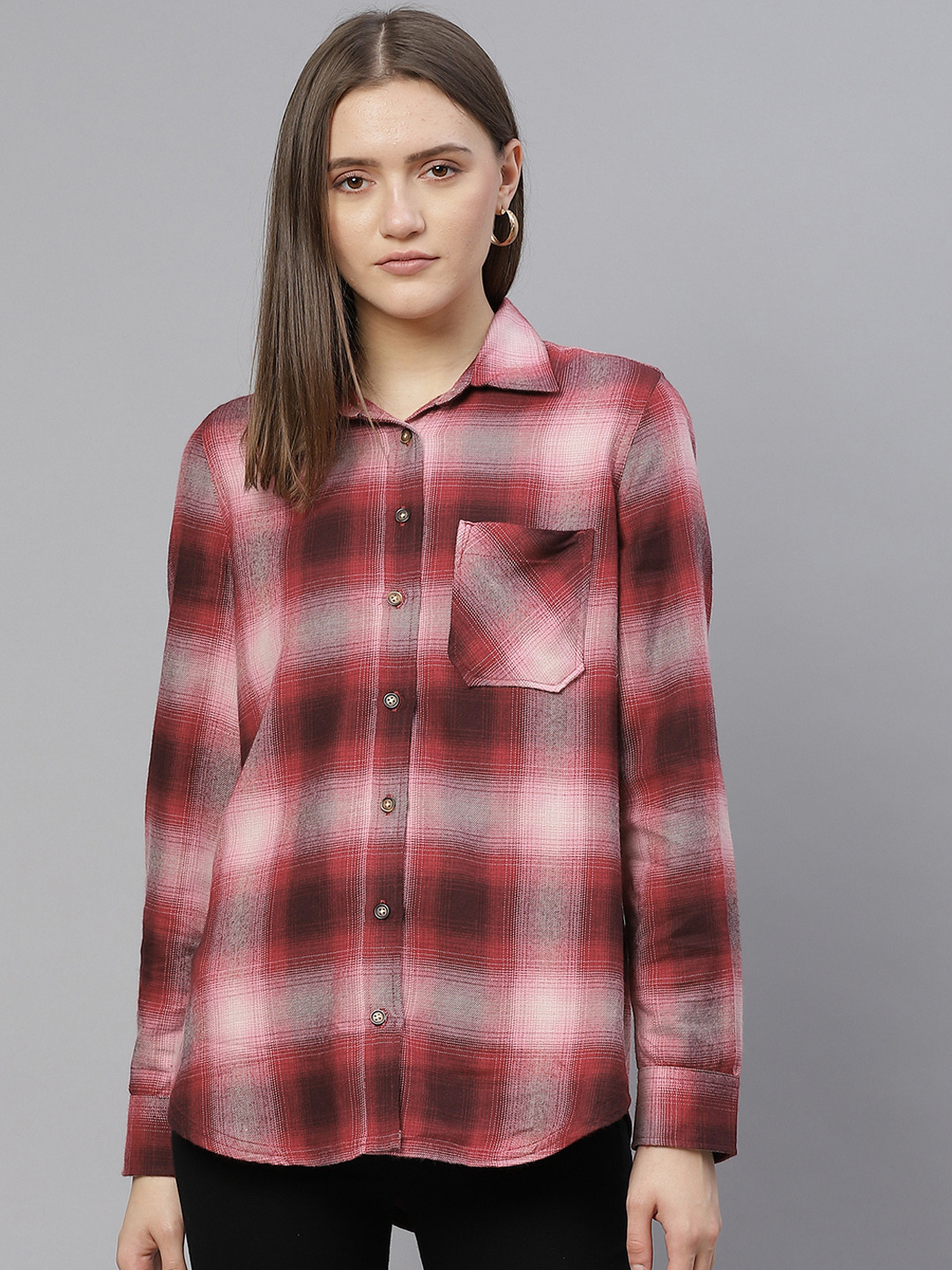 Buy Marks & Spencer Red Checked Shirt Style Top - Tops for Women ...