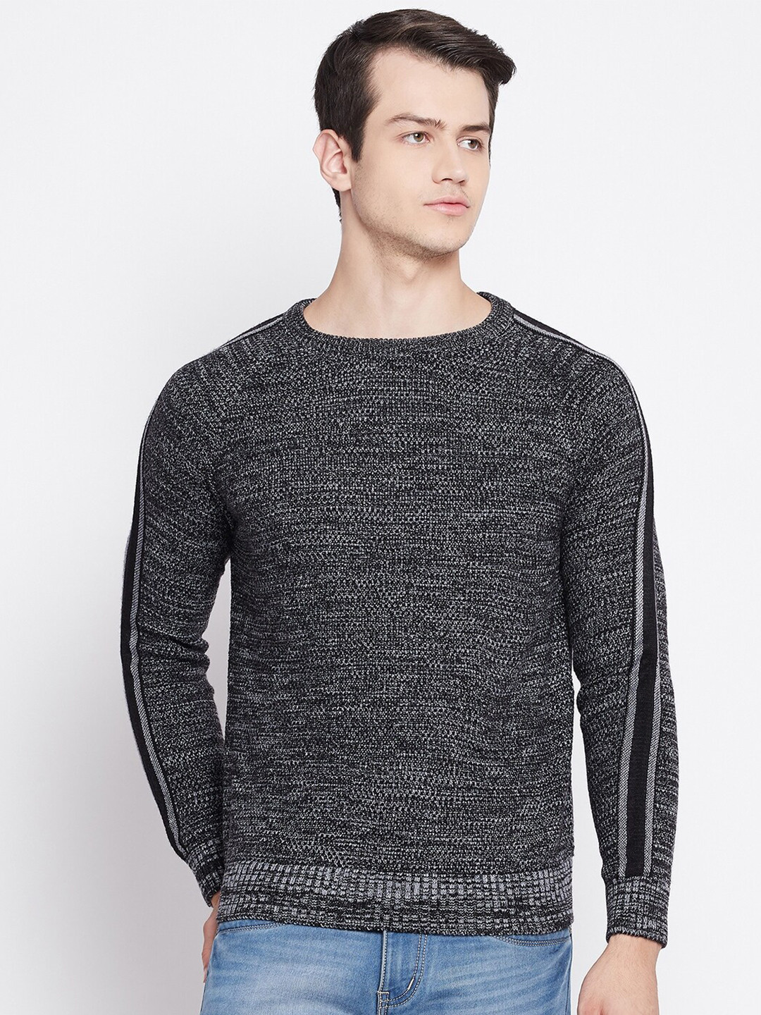 Buy Octave Men Black & Grey Acrylic Pullover - Sweaters for Men ...