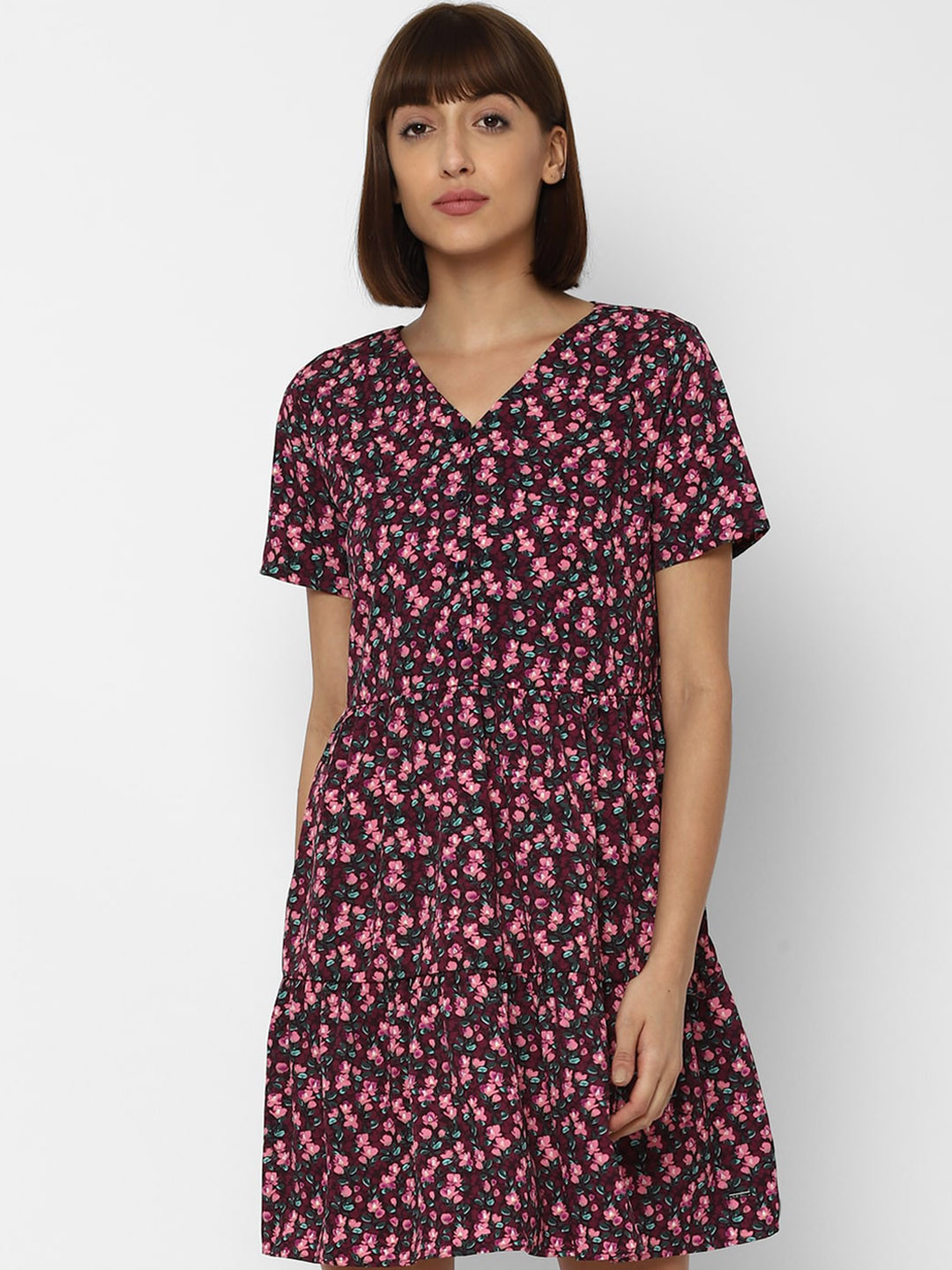 Buy Allen Solly Woman Maroon Floral Dress - Dresses for Women 15883502 ...