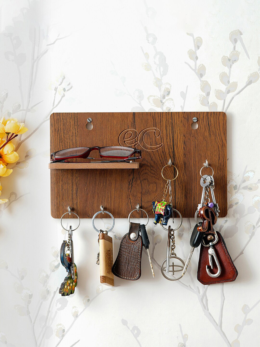 Buy ECraftIndia Brown Wooden Key Holder - Key Holders for Unisex ...
