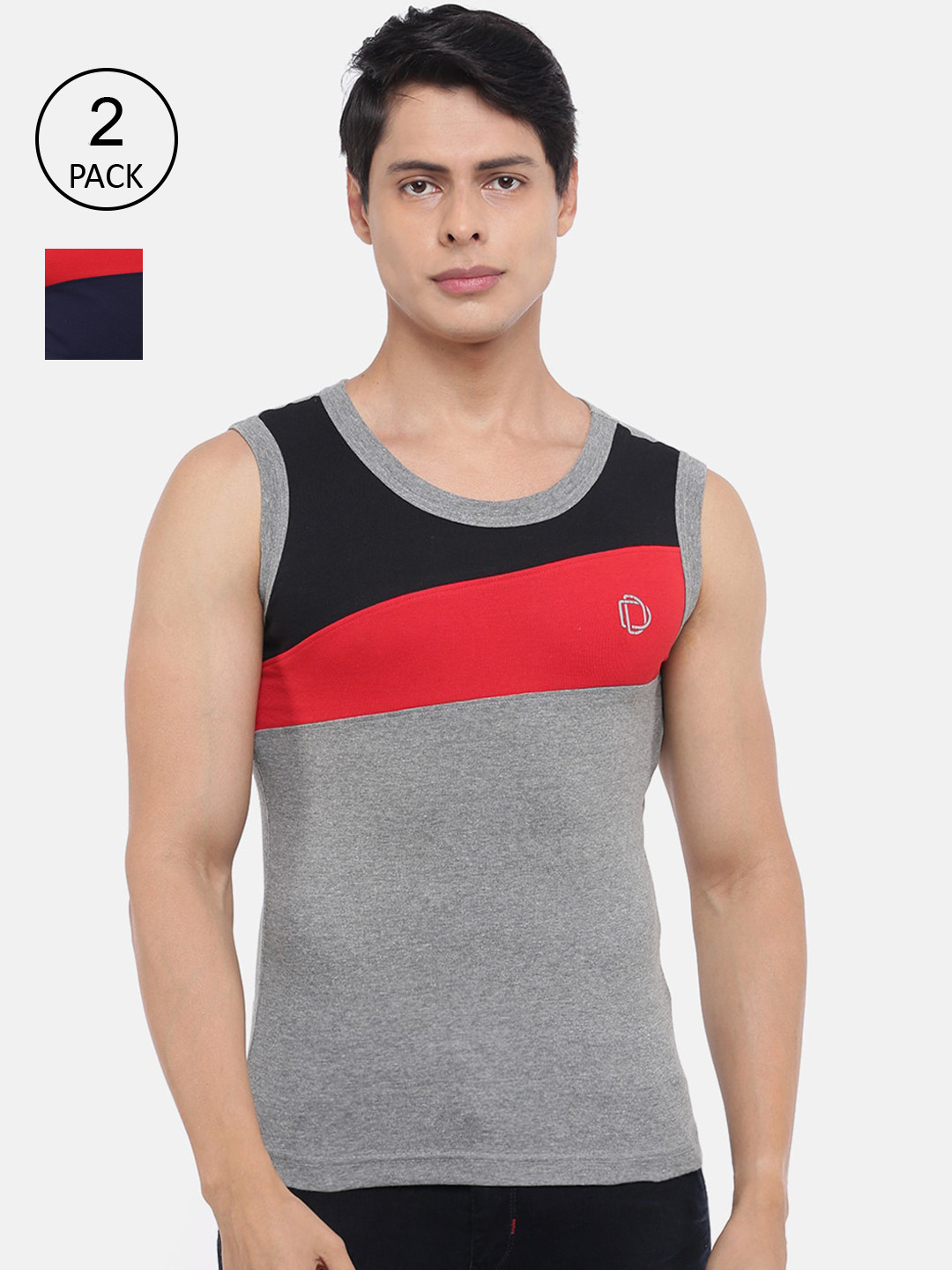 Buy Dollar Bigboss Men Pack Of 2 Assorted Cotton Innerwear Vests MBB 13 ...
