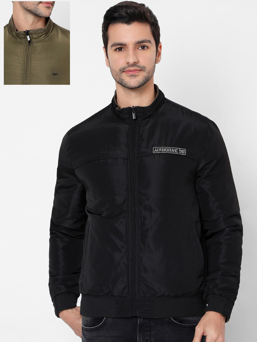 Buy Mufti Men Olive Green Reversible Padded Jacket - Jackets for Men ...